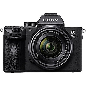 Sony ILCE-7M3K/B a7III Full Frame Mirrorless Interchangeable Lens Camera with 28-70mm Body Bundle with External Flash/Video Light, Sandisk 128GB Memory Card and Monopod