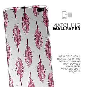 DesignSkinz Crimson Feather Pattern Protective Vinyl Decal Wrap Skin Cover Compatible with The Samsung Galaxy S20 (Screen Trim & Back Glass Skin)