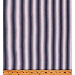 FlashPhoenix Quality Sewing Fabric – 100% Cotton Shirting Yarn Dyed White Blue 1/8" Stripes Fabric Size; 36" x 44" Inch (by The Yard)