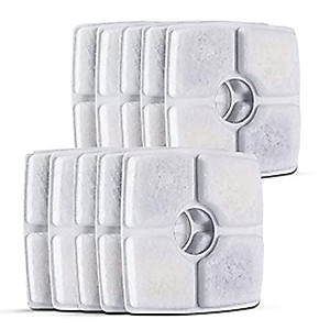 Cat Water Fountain Filters,10 Pack Replacement Filter Fit for Top Square 84oz/2.5L Cat Pet Fountain, 3 Filtration System