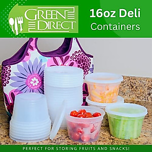 Deli Containers with Lids [16 oz. 50 Pack] Disposable Clear Lunch Containers Leakproof | Plastic Round Food Storage Containers | Freezer Containers for Food