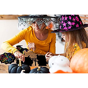 Halloween Scratch Paper Art,Funnlot 42PCS Halloween Scratch Paper Halloween Games for Kids Halloween Ornaments Scratch Magic Scratch Off Cards Paper Birthday Education Game Halloween Craft with Tool