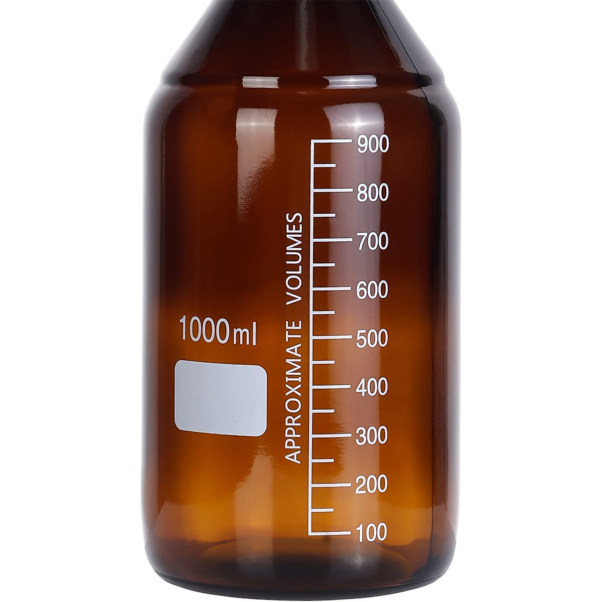 Basstein Lab Media Storage Amber Bottles Brown Graduated Glass Container GL45 Screw Cap Leakproof Multi-Purpose for Scientific | Pack of 4 (Orange,1000ml)