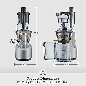Breville Big Squeeze slow compression juicer, 11" X 9" X 11, Silver