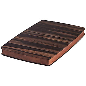 Stella Falone Reversible Wood Cutting Board Made of Solid West African Crelicam Ebony Wood – 18'' x 11.4'' X 1.6'', Heavy-Duty, Premium Serving Board with Carved Grip Edge – Includes Conditioning Oil