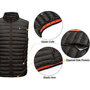 Little Donkey Andy Men's Lightweight Puffer Vest Warm Thermal Sleeveless Jacket for Golf Casual Travel Slate Brown L