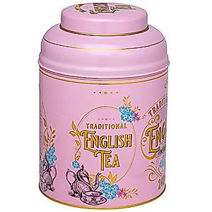 New English Teas Vintage Victorian Tea Tin in Pink with 240 English Breakfast Teabags