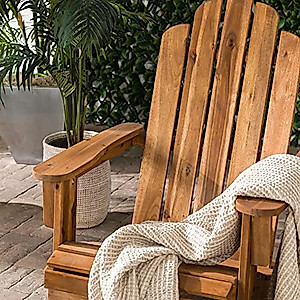 Walker Edison Outdoor Patio Wood Adirondack Foldable Chair All Weather Backyard Conversation Garden Poolside Balcony, Set of 1, Brown