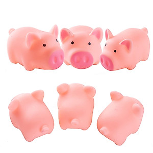LOUHUA 25 Pieces Mini Rubber Pigs Bulk Baby Bath Toy Pink Tiny Piggies Squeaky Pig Toys for Shower Birthday Party Gift Decoration