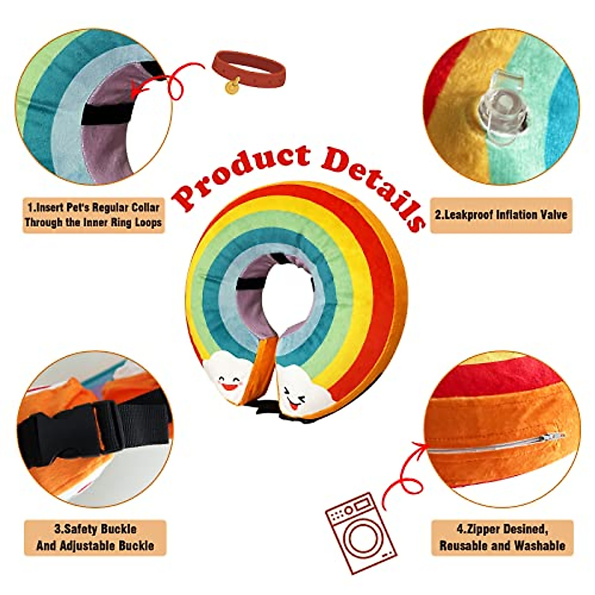 Inflatable Dog Cone Collar for Large Medium Small Dogs, Soft Cone Collar for Dogs Cats, Donut Dog Cone Alternative After Surgery S