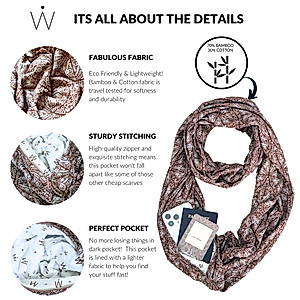 WAYPOINT GOODS Infinity Scarf with Pocket - Stylish Travel Loop Scarf for Women (Sienna)