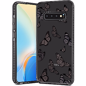Toycamp for Samsung Galaxy S10 Plus Case, Cute Funny Butterflies Design for Women Girls Boys Teens for Galaxy S10 Plus Cases, Cute Cartoon Black Butterflies Print Cover for S10+ Case, 6.4''