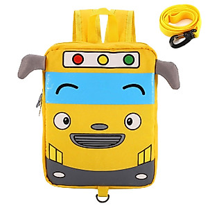 willikiva Little Cute Bus Mini Toddler Travel School Backpack for Kids Boys Girls to Preschool Waterproof Children with Safety Harness Leash Chest Strap Bag(Yellow)