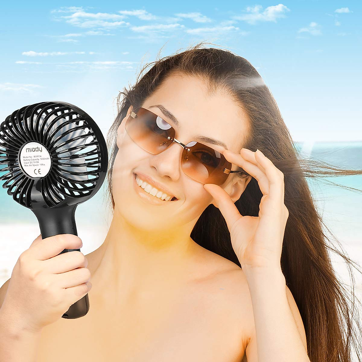 2-Pack Upgraded 5000mAh Portable Handheld Fan 3 Speed Mini USB Strong Wind 7-20 Hours Runtime Personal Electric Small Fan for Travel Office Outdoor