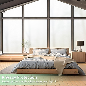 DUOFIRE Privacy Window Film Natural Frosted and Black Flower Static Cling Glass Film