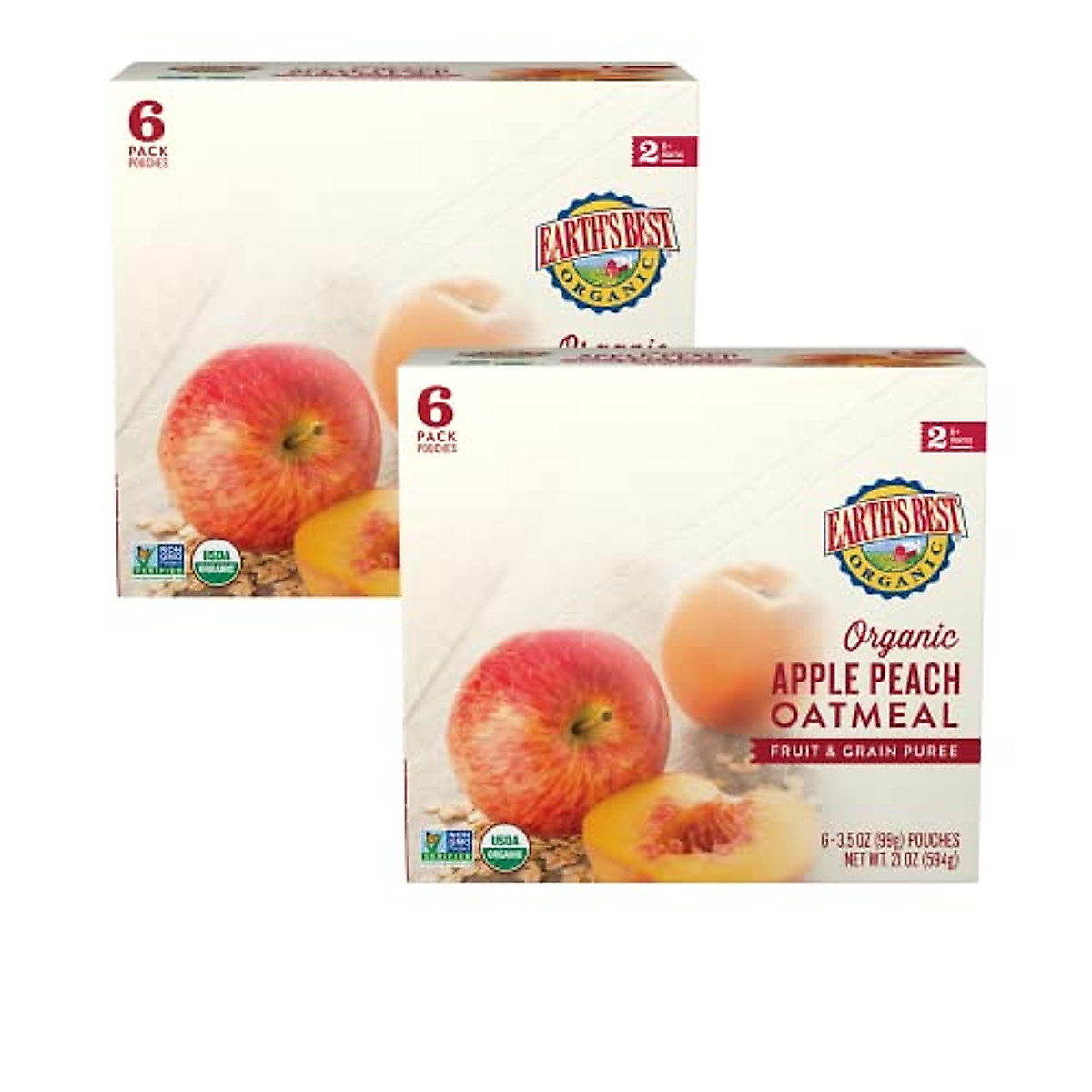 Earth's Best Organic Stage 2 Baby Food, Apple Peach and Oatmeal, 4.2 oz. Pouch (Pack of 12)