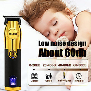 HINSN Men's Cordless Hair Clippers, Rechargeable Beard Trimmer with LED Display, Low Noise Body Haircut, Painless Cutting, Gift for Dad and Husband