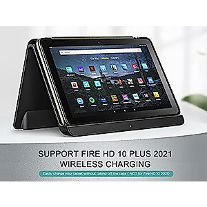 MoKo Case Fits All-New Kindle Fire HD 10 & 10 Plus Tablet (11th Generation, 2021 Release) 10.1" - Slim PU Leather Trifold Stand Cover Frosted Hard Back Shell with Auto Wake/Sleep, Indigo