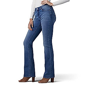 LEE Women's Modern Series Curvy Fit Bootcut Jean with Hidden Pocket, Majestic, 14