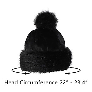 LA CARRIE Women's Faux Fur Hat Russian Cossack Pompom Cap for Winter Ski Snow(Black)