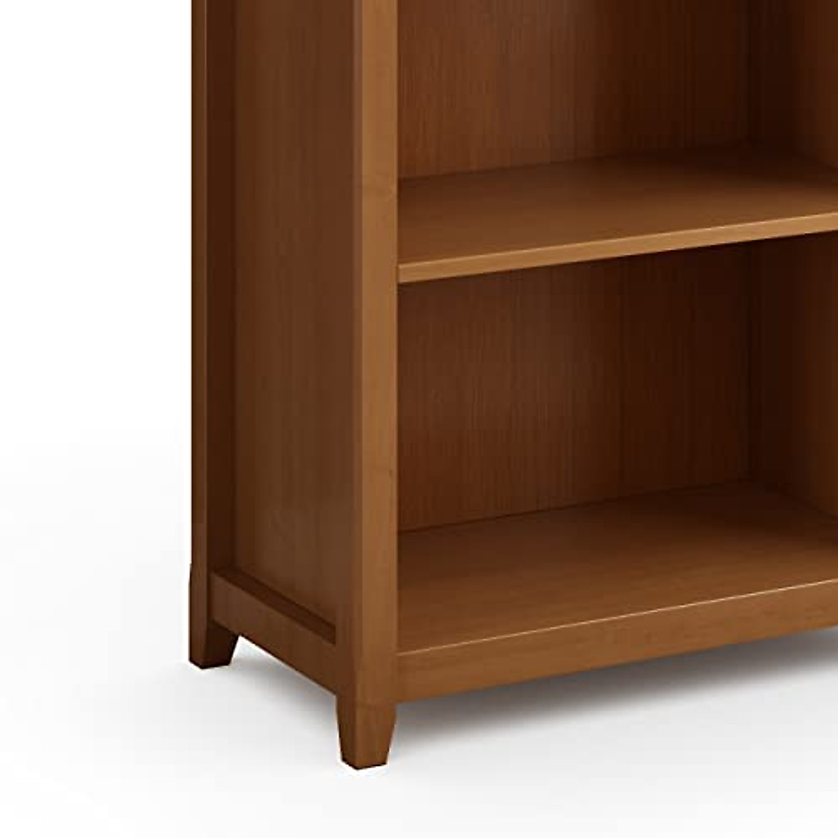 SIMPLIHOME Amherst SOLID WOOD 30 Inch Transitional 5 Shelf Bookcase in Light Golden Brown, For the Living Room, Study Room and Office