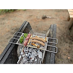 CAMPINGMOON 304 Stainless Steel Cooking Grates for Camping Stove Grill Campfire Open Fire with Carry Bag MTG-C (L 15.7 x W 5.1 Cooking grate (MTG-D))