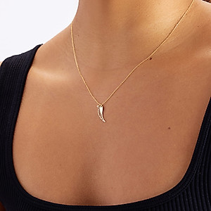 Diamond Angel Wing Necklace | 14k Yellow Gold Guardian Angel Necklace for Women | 14k Solid Gold Wings Pendant Necklace | Dainty Christian Jewelry | Gifts for All Occasion, 18"