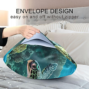 KEEPREAL Sea Turtle Satin Pillowcase for Hair and Skin Silk Pillowcase - Satin Pillow Covers with Envelope Closure, Queen Size(20x30 inches)