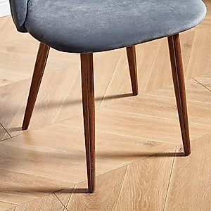 INO Design 5-Pieces Modern 35'' Inch Round Wooden Dining Table Set for 4 Comfortable Velvet Chairs, Space Saving Kitchen Furniture, Small Apartment Coffee Table Set (Grey)