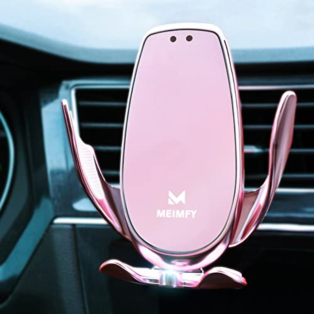 MEIMFY Wireless Car Charger Mount,Auto Clamping Air Vent Phone Holder for Car,New Upgraded Model,15W Qi Fast Charging/Magnetic DC Charging for All Mobile Phones,iPhone,Samsung,Pixel