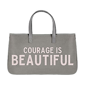Creative Brands Faithworks-Inspirational Large Canvas and Leather Tote Bag, 20 x 11-Inch, Courage is Beautiful