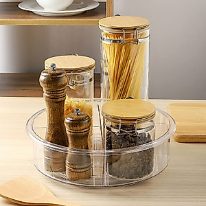 1pc Condiment Storage Rack Pantry Plastic Turntable Seasoning Bottle Holder Revolving Condiment Holder Desk Topper Shelf Bin Kitchen Rack Round White The Pet To Rotate Cosmetic Box