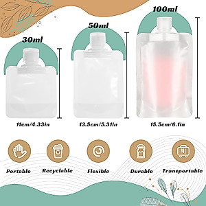 IETONE 10 Pieces 100 ml Transparent Clamshell Packaging Bag Plastic Stand Up Spout Pouch Portable Travel Fluid Makeup Packing Bag for Lotion/Shampoo/Face Cream/Hand Soap/Mask Mud