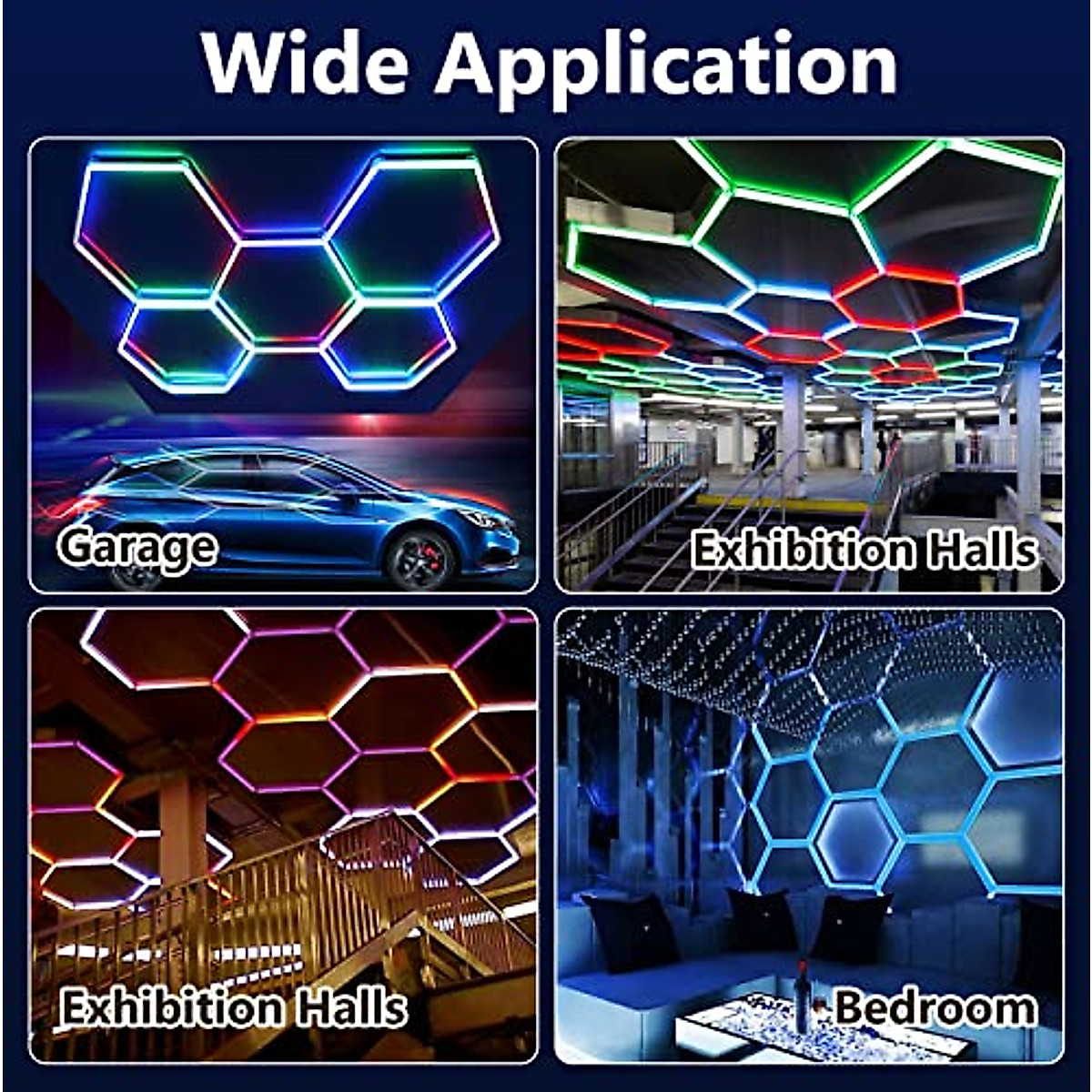 Kweetle LED Hexagon Garage Light, 5 Honeycomb Grid Systems Hexagon LED Lights 200W 20000LM Car Detailing Ceiling Lights Room Decor Lights for Garage Workshop Basement Gym Warehouse(25 Pack)