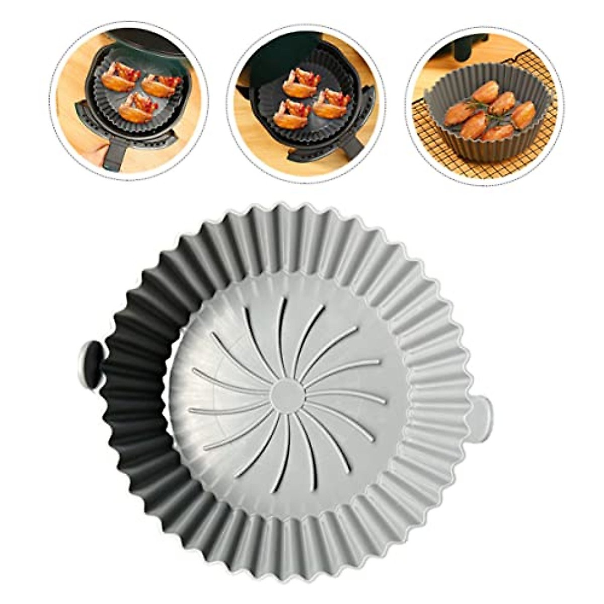 Angoily Fryer Silicone Bakeware Air Fryer Toaster Oven Air Fryer Silicone Pot Silicone Mat for Air Fryer Air Fryer Parchment Paper Baking Tool Air Fryer Silicone Mat Kitchen Air Fryer Pad