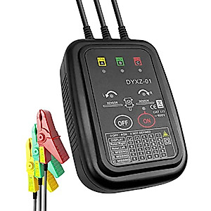 Phase Rotation Meter Non-Contact 3 Phase Motor Rotation Tester AC 70~600V High Magnetic Induction Phase Sequence Detector with 22 Inch Clamp Lead, LED, Carrying Bag Auto Power Off Phase Meter