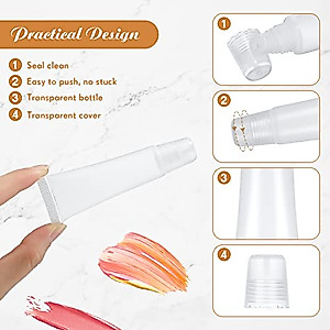 Nuanchu 200 Pcs 13ml Refillable Empty Lip Gloss Tubes Clear Cosmetic Containers Soft Tube for Travel Toiletries Cosmetic Makeup