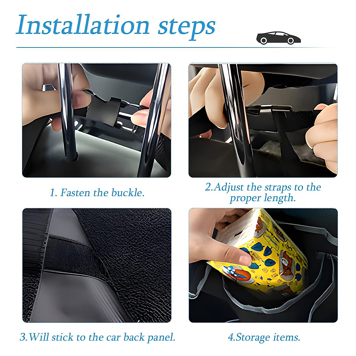 AUCELI Car Trunk Organizer, Backseat Hanging Large Storage with Adjustable Straps, Waterproof Collapsible Cargo Bag with 4 Pockets, Sturdy Space Saver Frees Trunk Floor for SUV, Truck, MPV