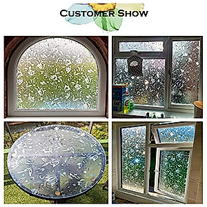 Niviy Excellent Quality 3D Static Cling Window Film Self Adhesive Window Covering Decorative Flower Privacy Film for Window 17.7" x 78.7"