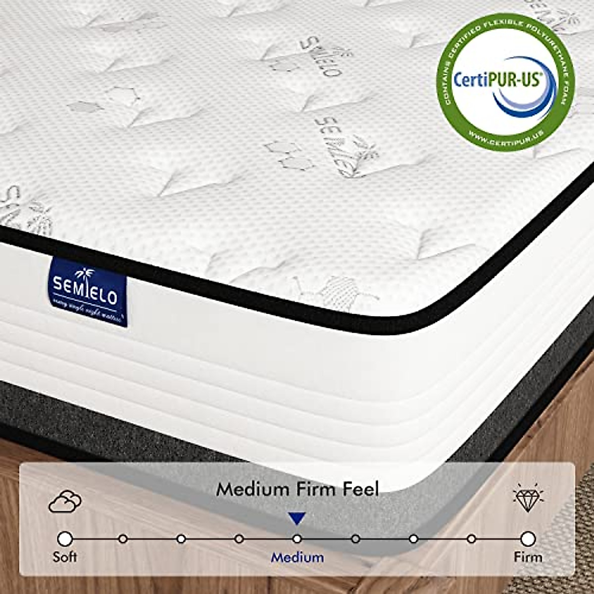 SEMIELO 10 Inch Hybrid Memory Foam Mattress Full Size, Cool Top Medium Firm Mattress, Innerspring Mattress for Pressure Relief & Durable Surpport, Plush Bed Mattress in a Box, CertiPUR-US Certified