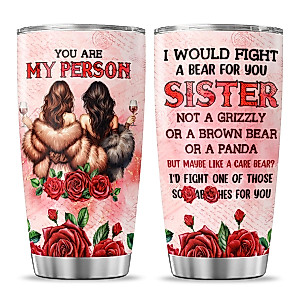 HUBUPU Tumbler 20 Oz With Lid And Straw, Soul Cups From Tumblers Sisters, Sister My Person, Sister Gifts