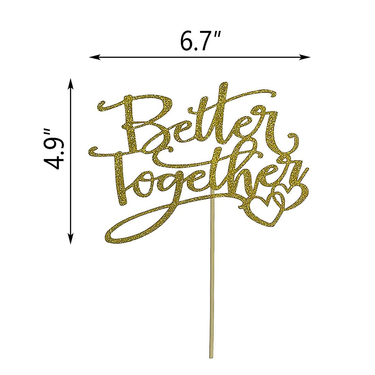 Gold Glitter Better Together Cake Toppers - Bridal Shower, Mr and Mrs, Wedding Party Decorations
