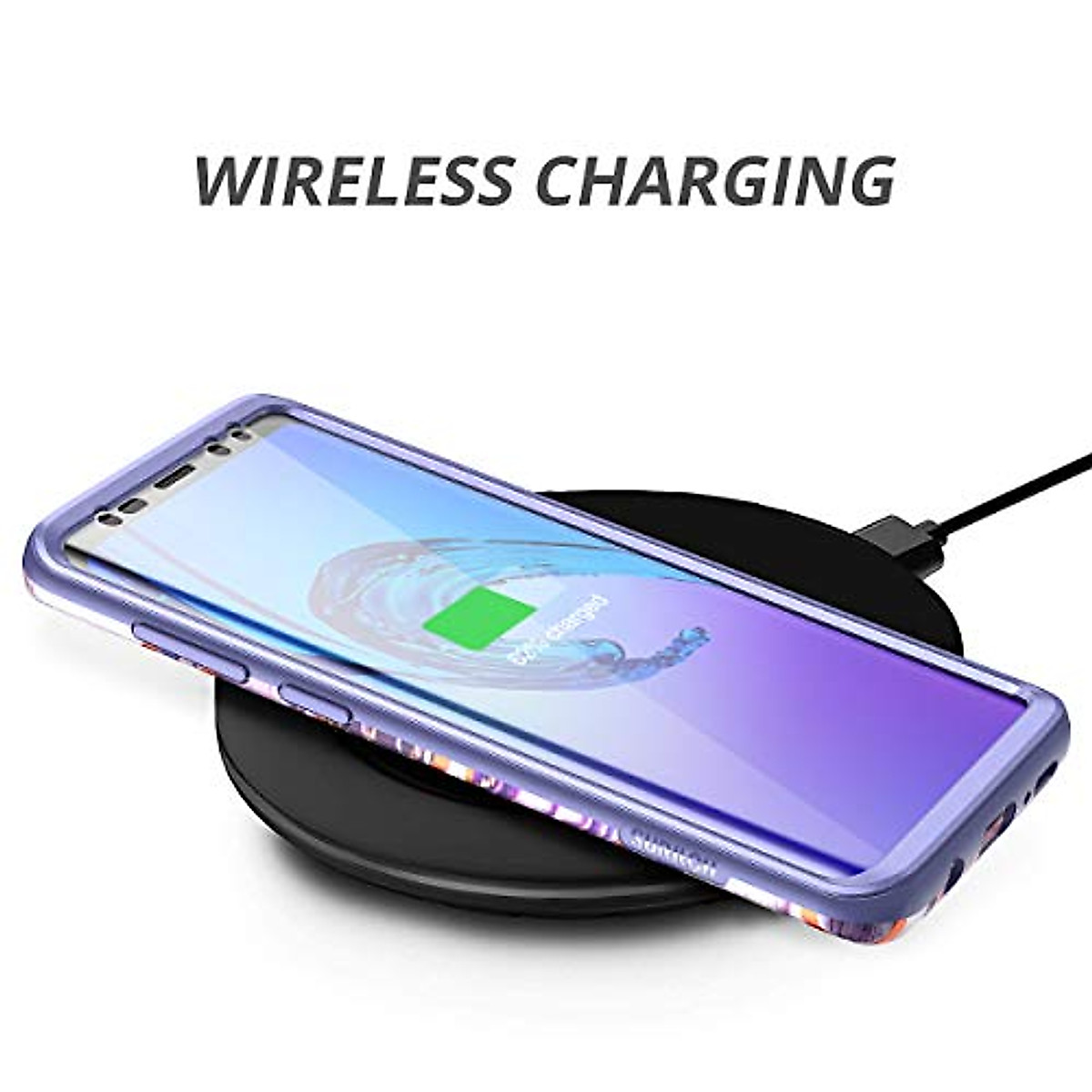 SURITCH Case for Galaxy S9, [Built-in Screen Protector] Hybrid Full-Body Protection Shockproof Rugged Bumper Soft Silicone Lavender Protective Cover for Samsung Galaxy S9 5.8 Inch (Purple Marble)