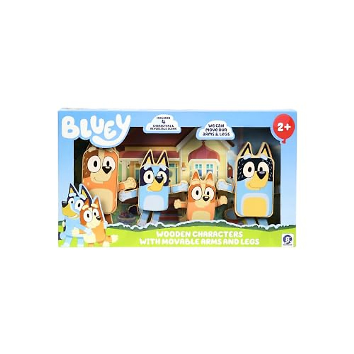 Bluey Wooden Character Figures – 4 Colorful Wooden Figures – FSC Certified for Children 3 Years and Up