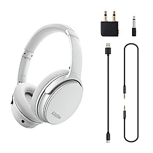 Srhythm NC35 Noise Cancelling Headphones Wireless Bluetooth 5.0 Bundle with Pack of 4 Headphones Replacement,Audio Cable 3.5mm/Type-C Cable/Aircraft Adaptor/6.35 to 3.5mm