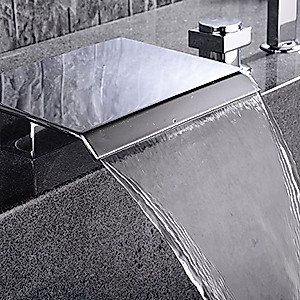 Lovedima Modern 5 Pieces Waterfall Bathroom Bathtub Faucet Roman Tub Filler with Handheld Shower