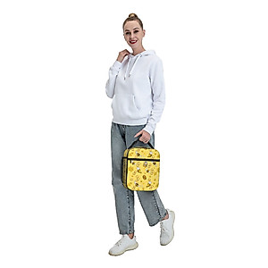GTQIOTK Bee Lunch Box Insulated Reusable Yellow Lunch Bag for Teen Girls Women Portable Thermal Leakproof Cute Lunchbox Tote Cooler Bags Container for Kids School Office