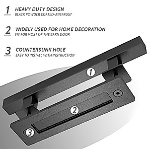 SKYSEN 2 Pack 12" Barn Door Handles, Sliding barn Door Pull Handle, No Gap Flat Plate Design- Heavy Duty- Square- Easy to Install- Matt Black (685-2)
