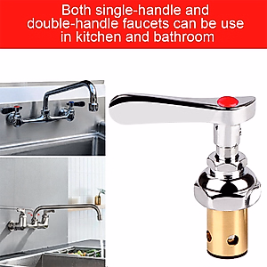 Brass Spindle Assembly for Eterna Valve Replacement, Hot Side Handle Stem Assembly Replacement Valve for Wall Mount Commercial Pre Rinse Faucet, Red