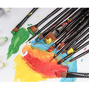 Brusarth Paint Brushes Set, 14 PCS Artist Brush for Acrylic Oil Watercolor Gouache Artist Professional Painting Kits with Synthetic Nylon Tips